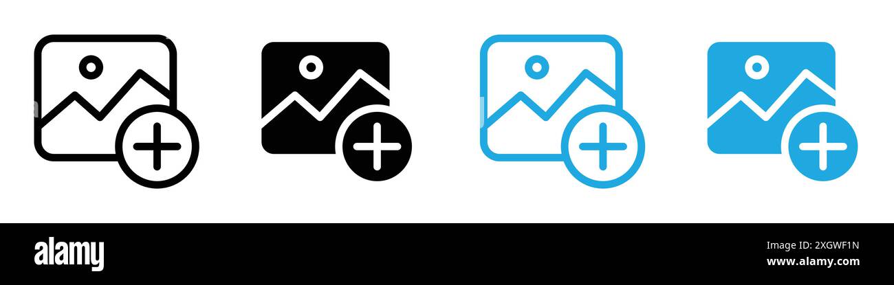 Upload photo icon logo sign vector outline in black and white color ...