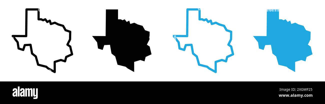 Texas map icon logo sign vector outline in black and white color Stock ...