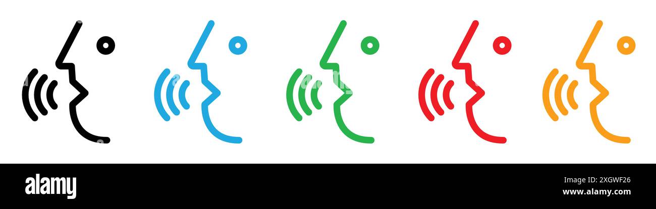 Voice recognition icon logo sign vector outline in black and white ...