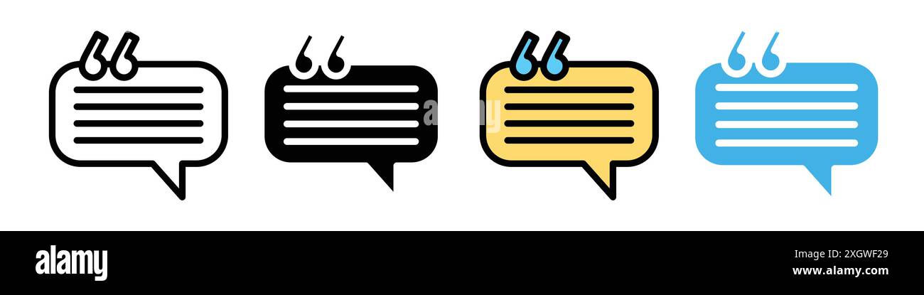 Testimonial icon logo sign vector outline in black and white color ...