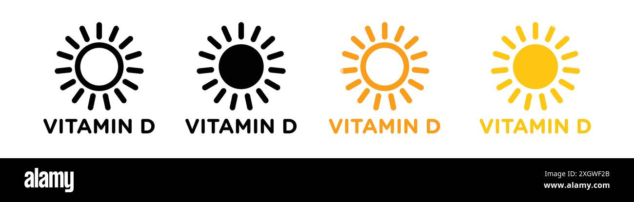 Vitamin d icon logo sign vector outline in black and white color Stock ...