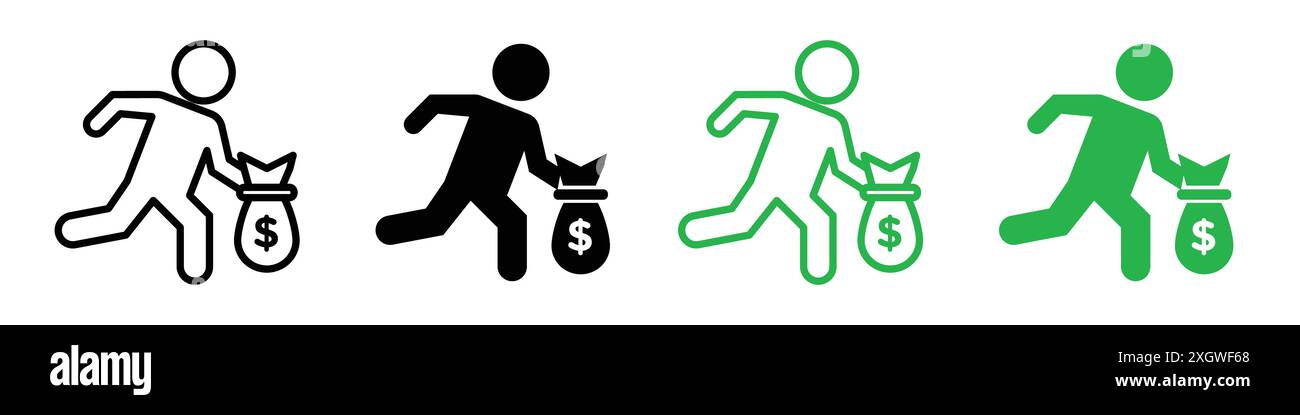 Thief icon logo sign vector outline in black and white color Stock ...