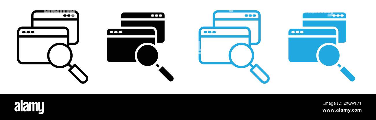 Web search icon logo sign vector outline in black and white color Stock ...