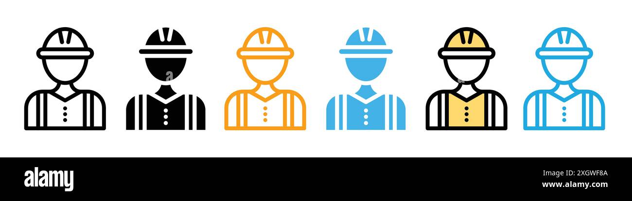 Worker icon logo sign vector outline in black and white color Stock ...