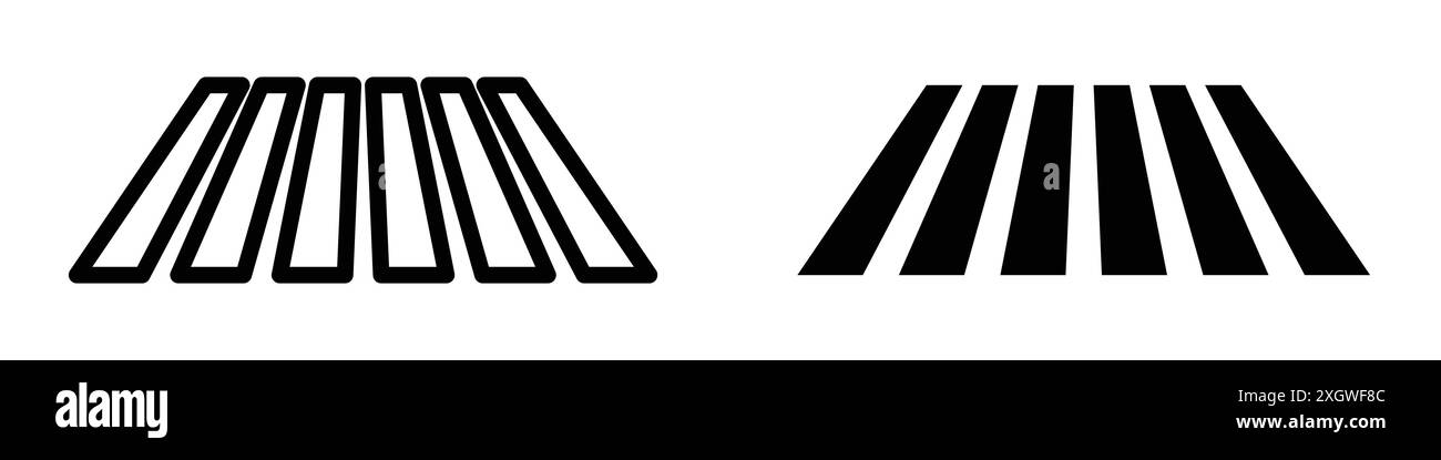 Zebra crossing icon logo sign vector outline in black and white color ...