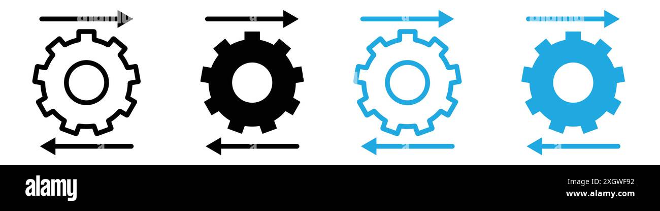 Workflow process icon logo sign vector outline in black and white color ...