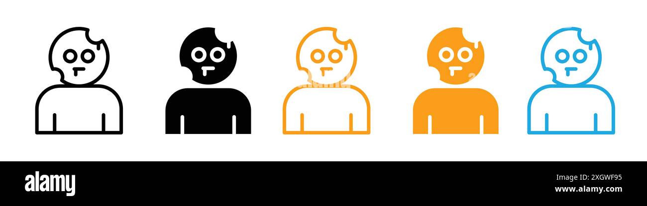 Zombie icon logo sign vector outline in black and white color Stock ...