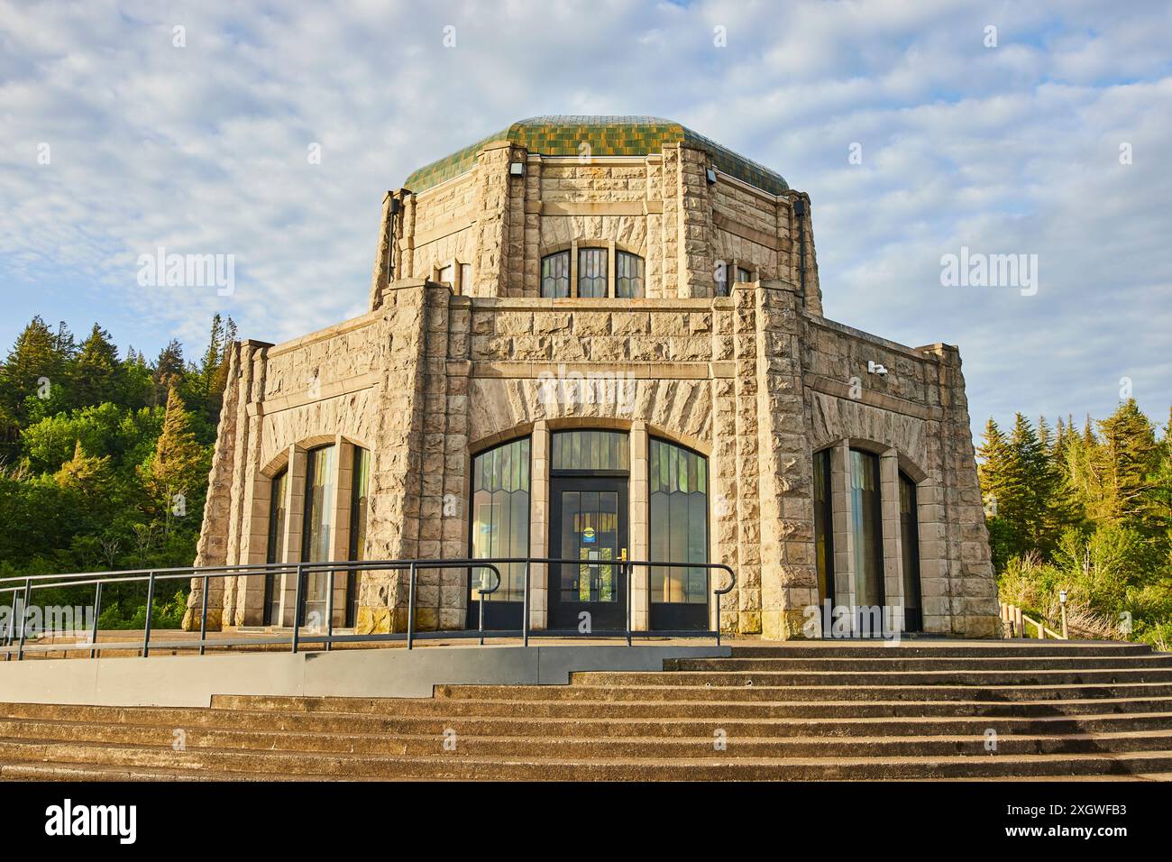 Vista House Historic Stone Observatory with Golden Hour Light Stock ...