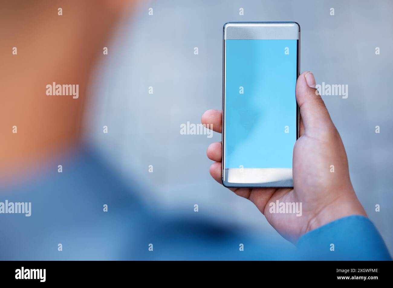 Hands, screen and person with smartphone for chat, networking and ...