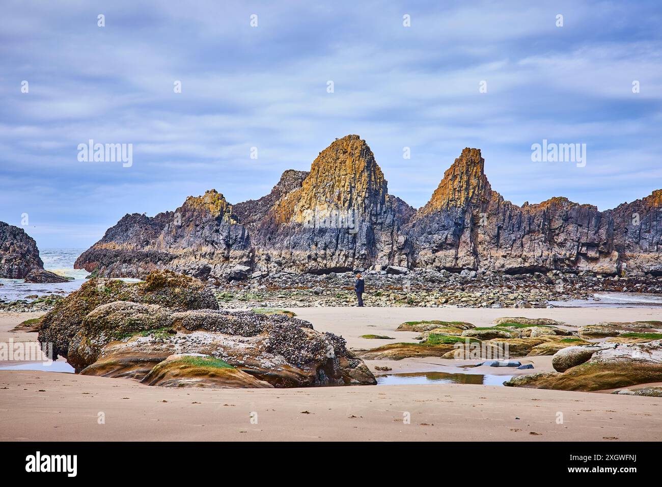 Rugged Coastal Rock Formations with Tidal Pools at Eye Level Stock ...
