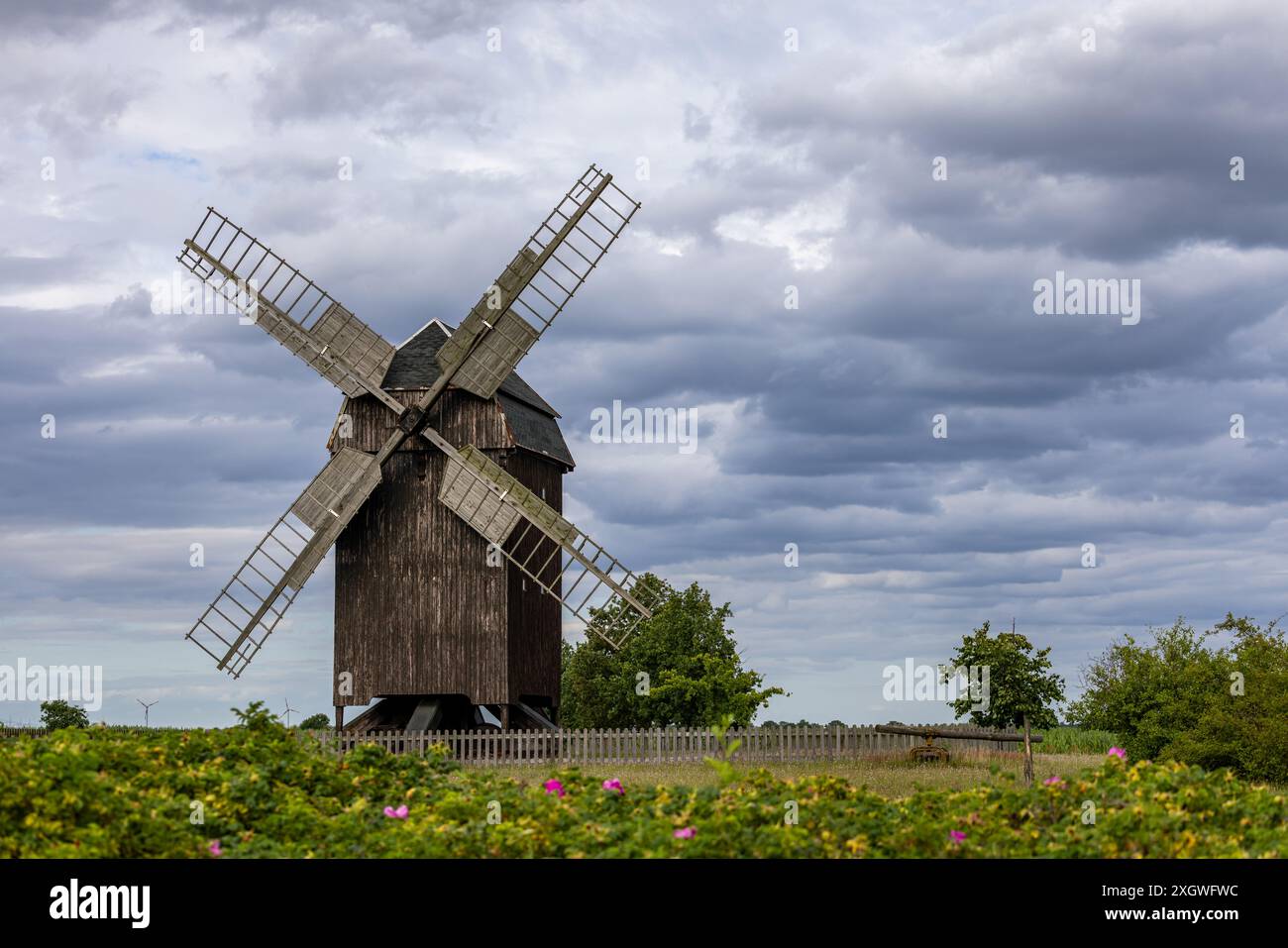 Post mill, a German windmill, built in 1833, renewed in 1978, in ...
