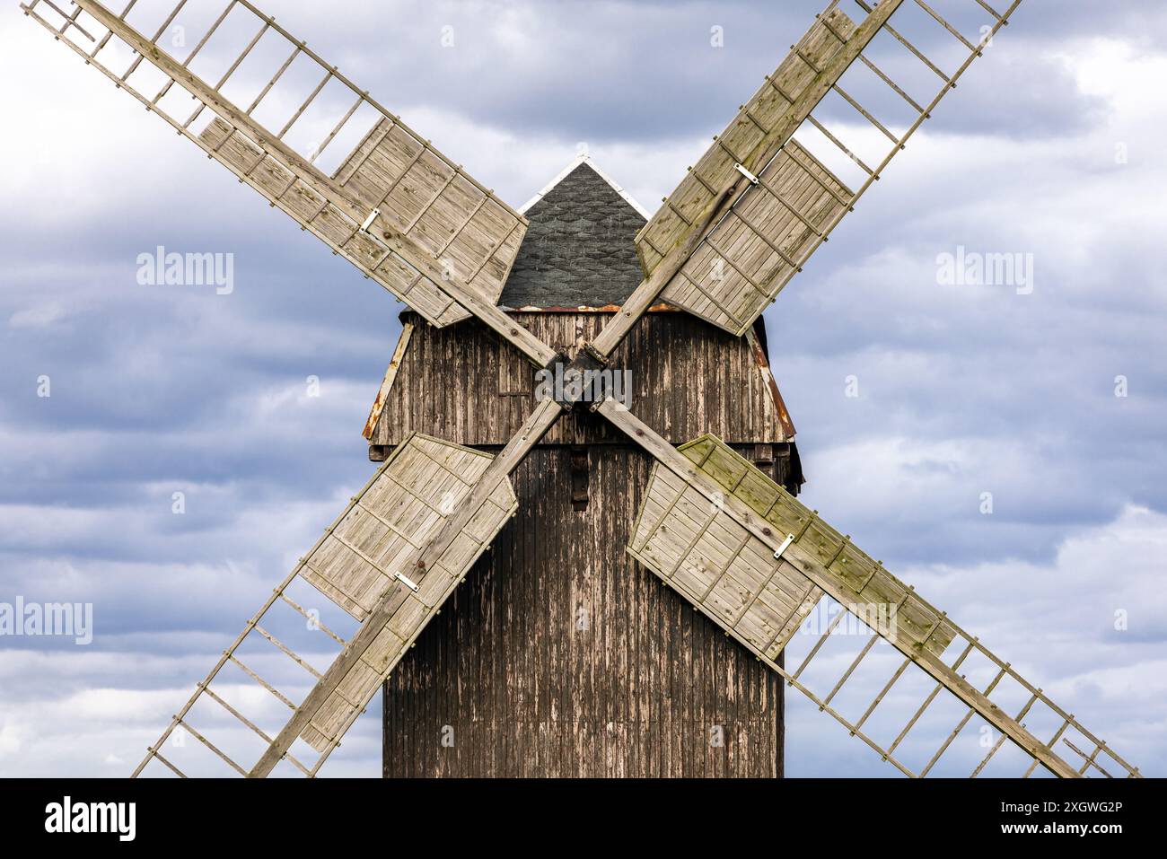 Post mill, a German windmill, built in 1833, renewed in 1978, in ...