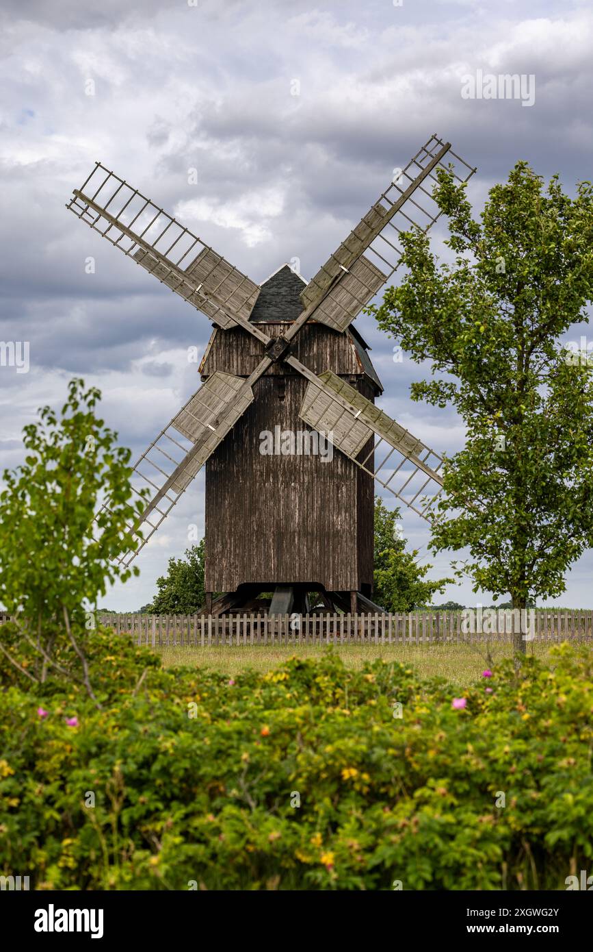 Post mill, a German windmill, built in 1833, renewed in 1978, in ...