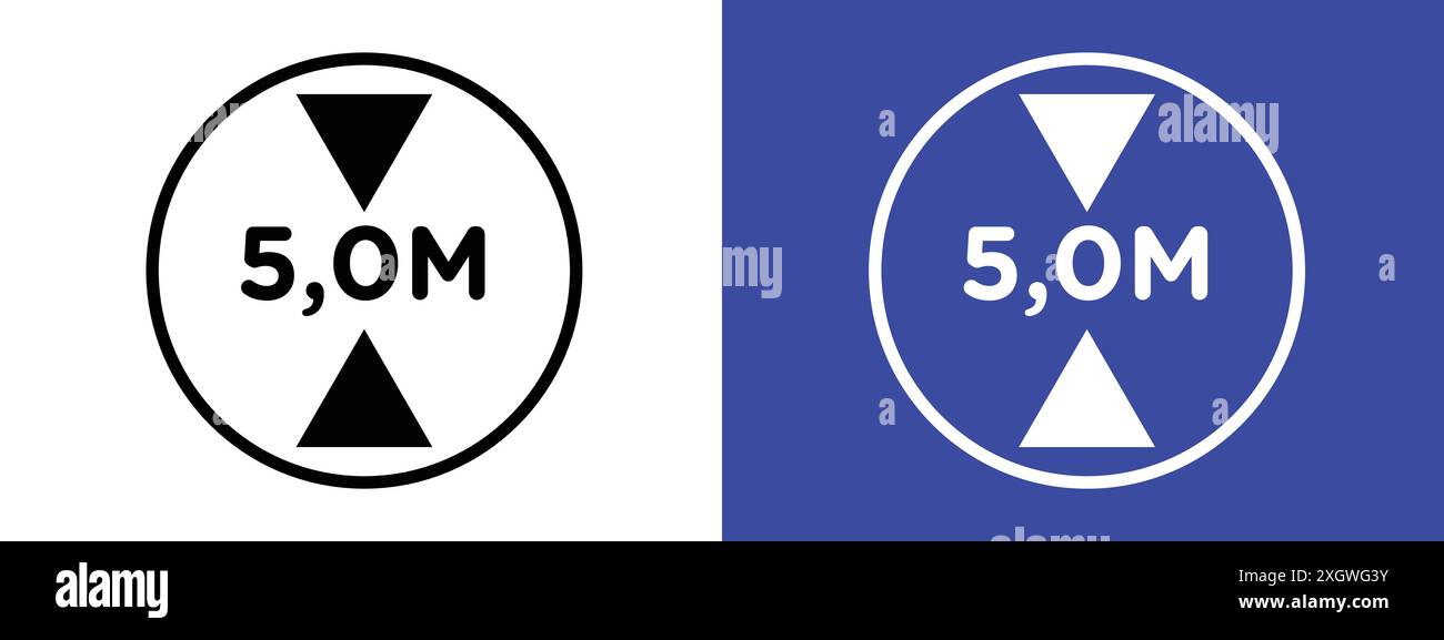 5 meter sign logo sign vector outline in black and white color Stock ...