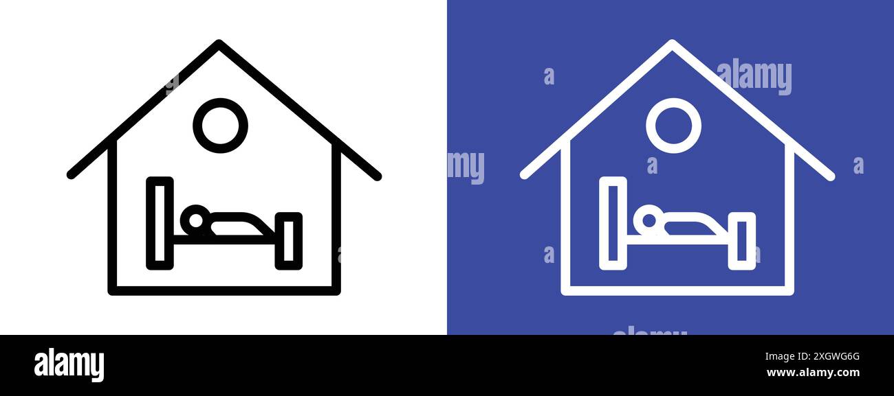 Accomodation icon logo sign vector outline in black and white color ...