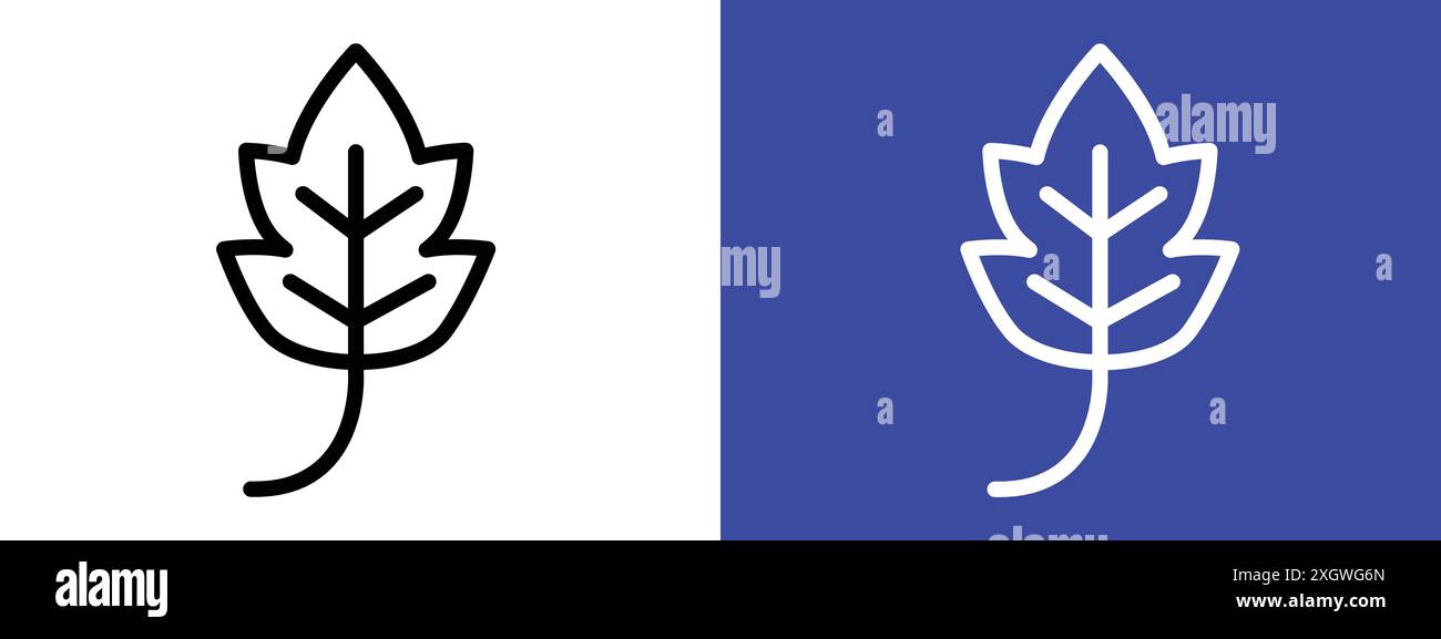 Birch leaf icon logo sign vector outline in black and white color Stock ...