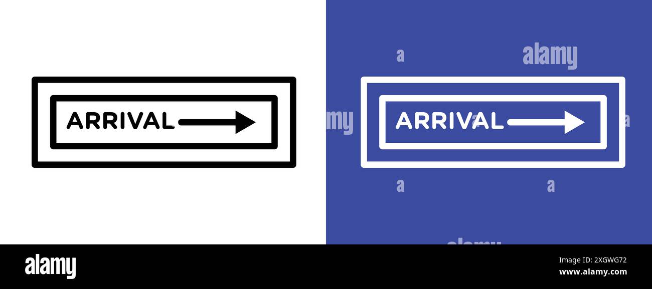 Airport arrival sign logo sign vector outline in black and white color ...