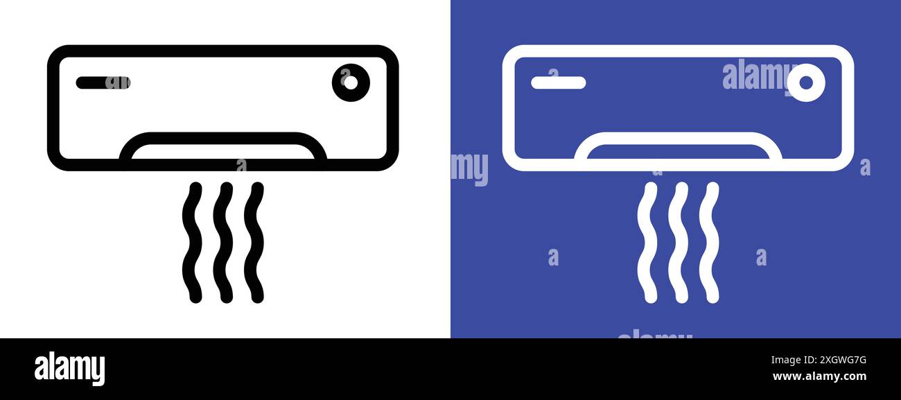 Air conditioner icon logo sign vector outline in black and white color ...