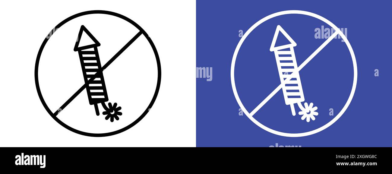 Ban on fireworks sign logo sign vector outline in black and white color ...