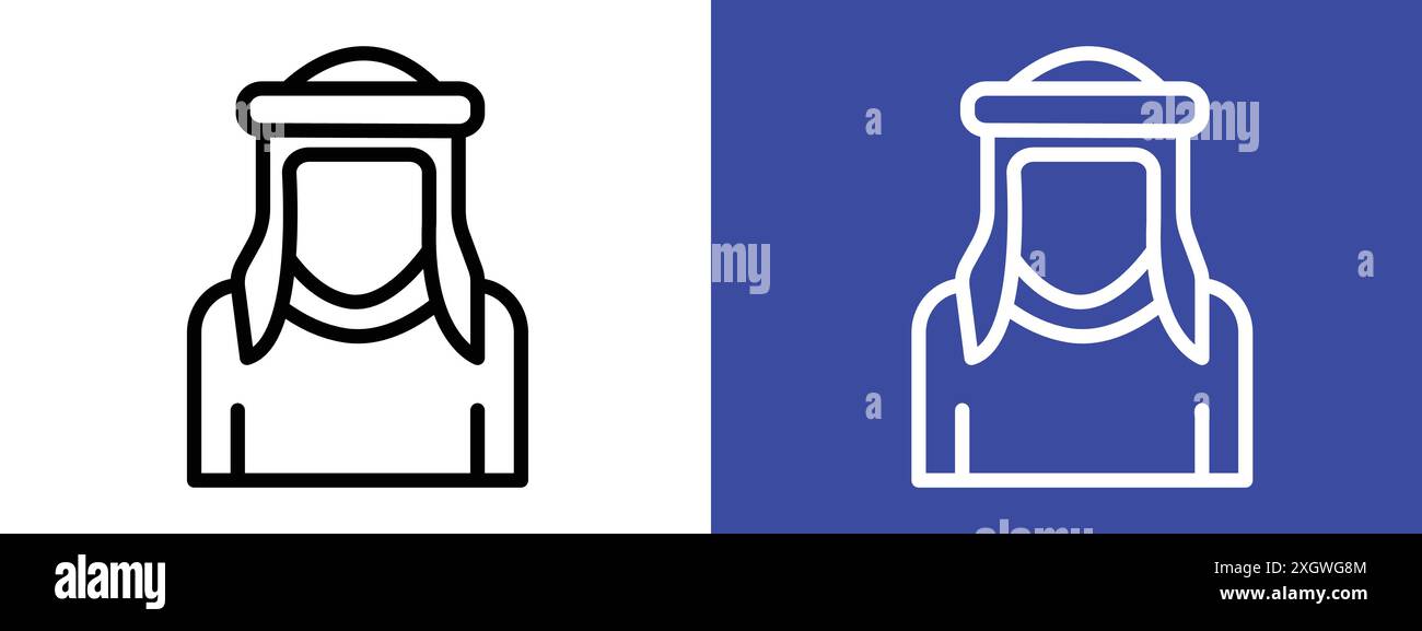 Arabic man icon logo sign vector outline in black and white color Stock ...