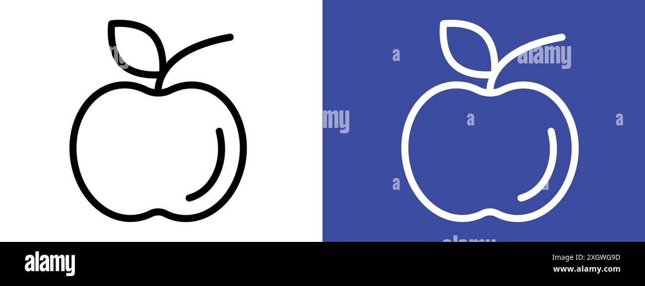 Apple icon logo sign vector outline in black and white color Stock ...