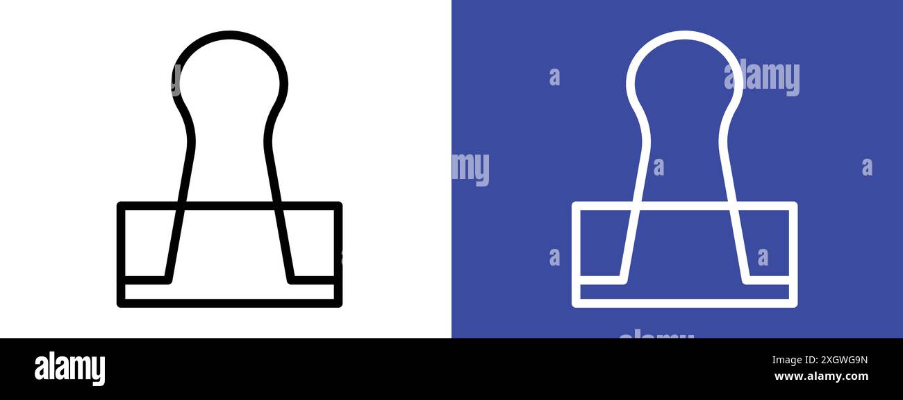 Binder clip icon logo sign vector outline in black and white color ...