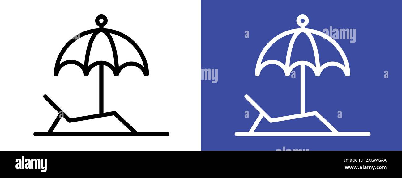 Beach chair icon logo sign vector outline in black and white color ...