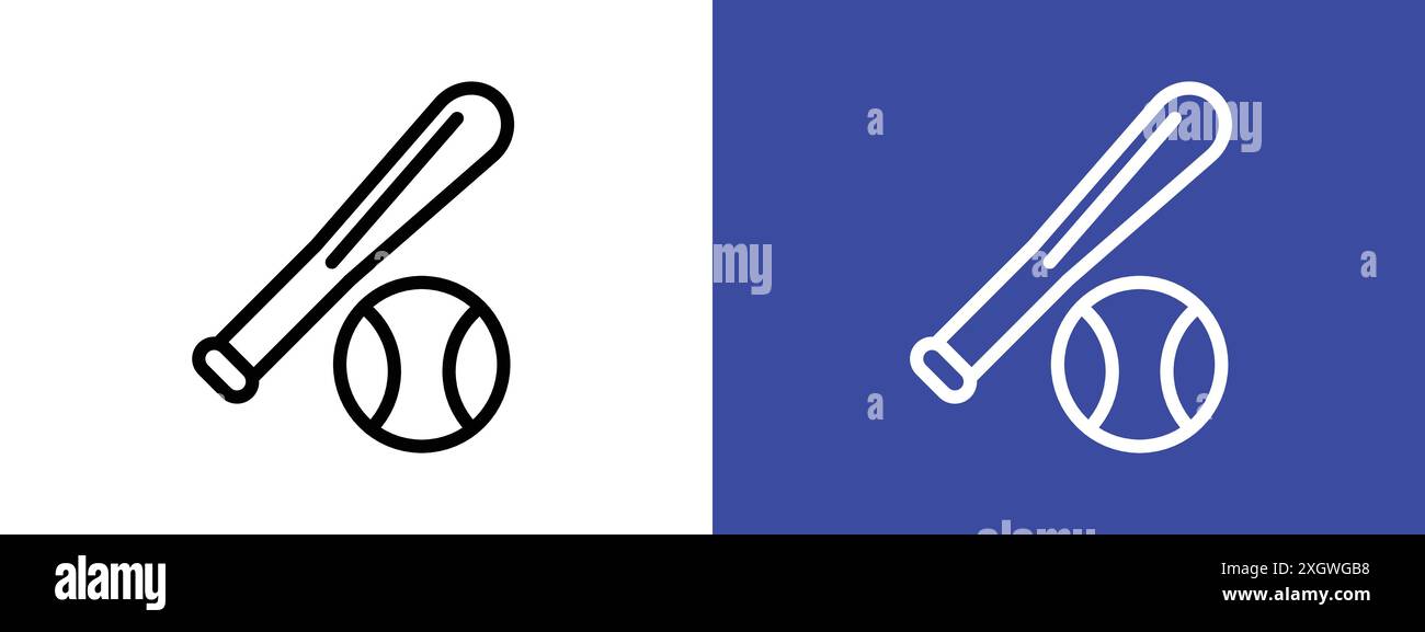 Baseball icon logo sign vector outline in black and white color Stock ...