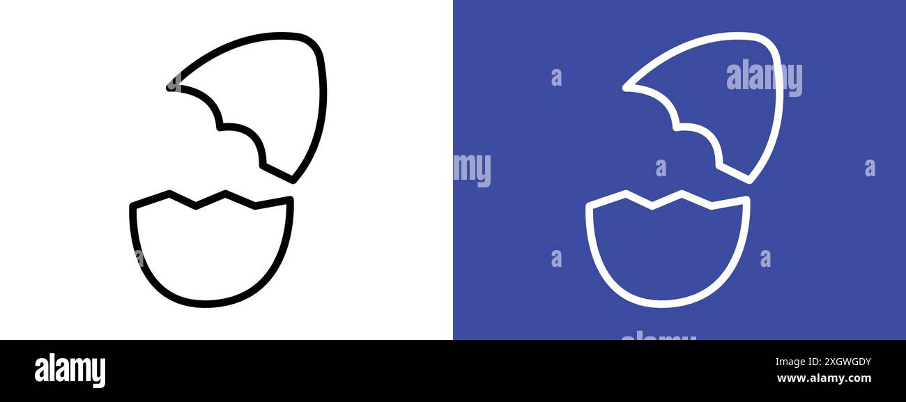 Broken egg icon logo sign vector outline in black and white color Stock ...