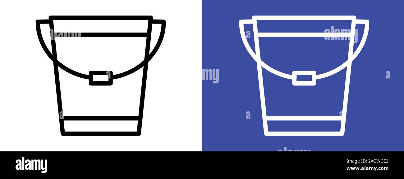 Bucket icon logo sign vector outline in black and white color Stock ...