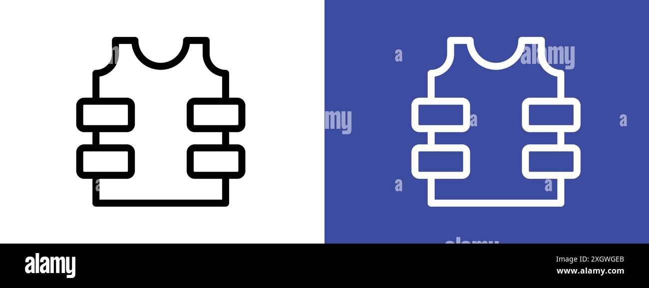 Bulletproof vest icon logo sign vector outline in black and white color ...