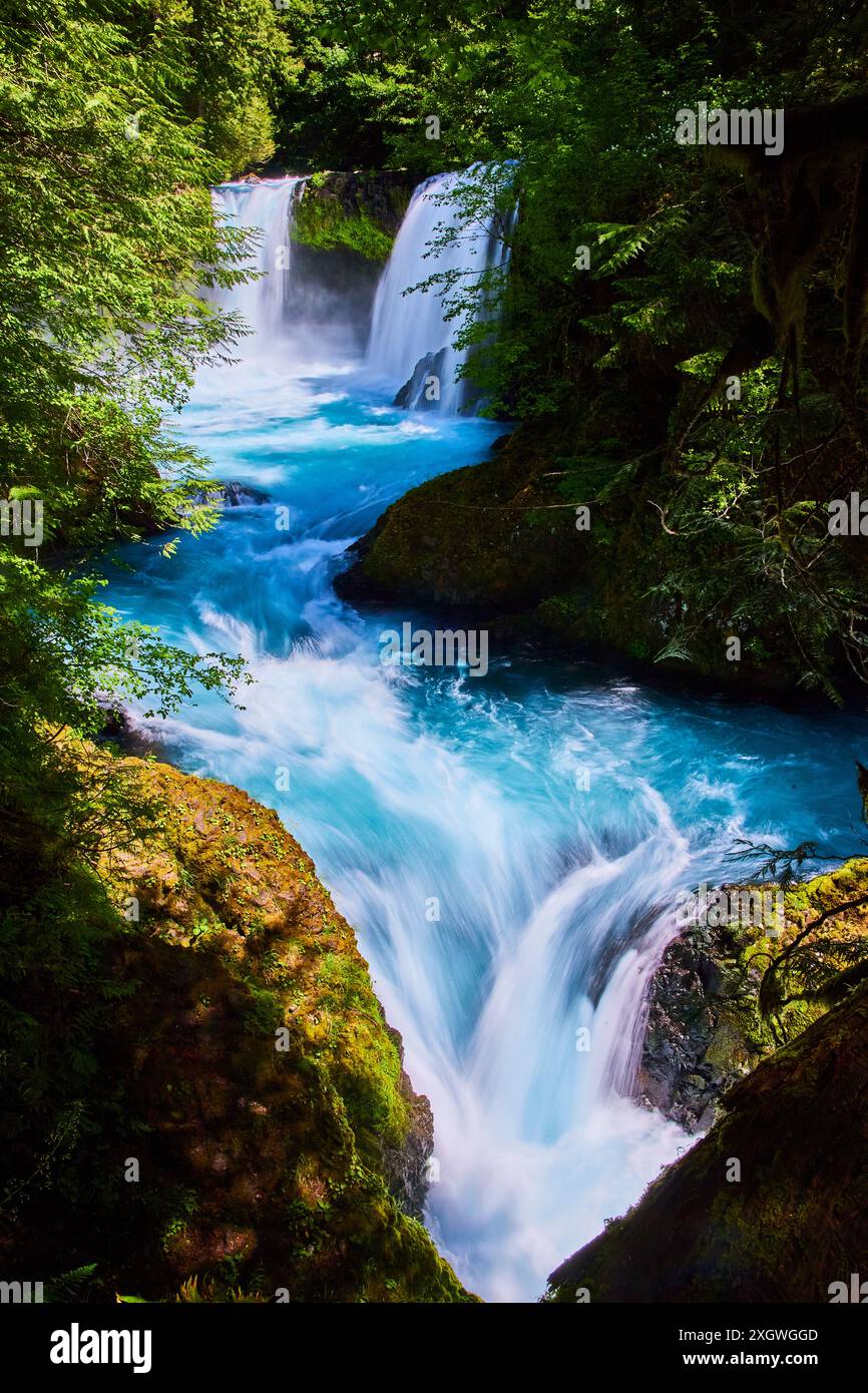 Spirit Falls Waterfall in Lush Forest from Elevated Perspective Stock ...