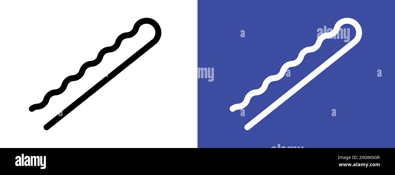 Bobby pin icon logo sign vector outline in black and white color Stock ...