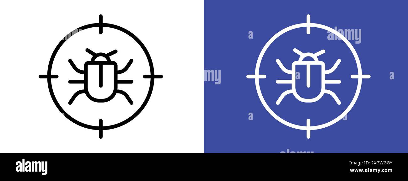 Bug icon logo sign vector outline in black and white color Stock Vector ...