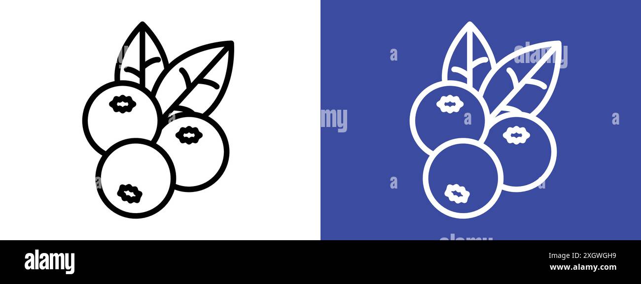 Blueberry icon logo sign vector outline in black and white color Stock ...
