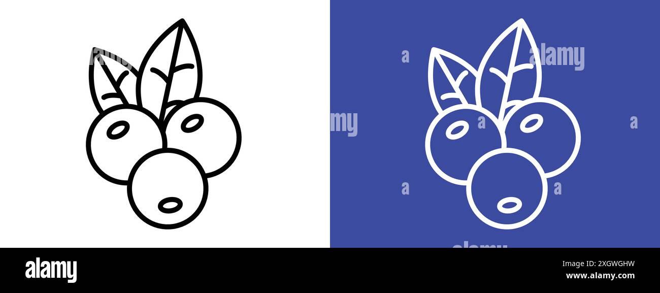 Blueberry icon logo sign vector outline in black and white color Stock ...