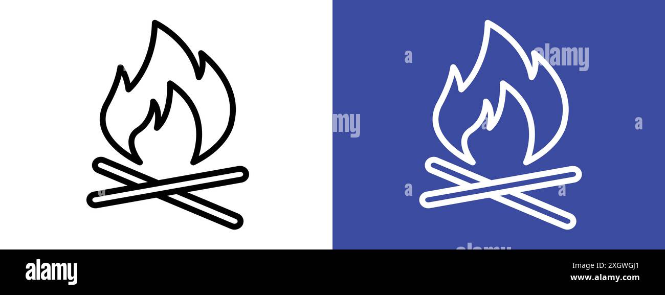 Bonfire icon logo sign vector outline in black and white color Stock ...