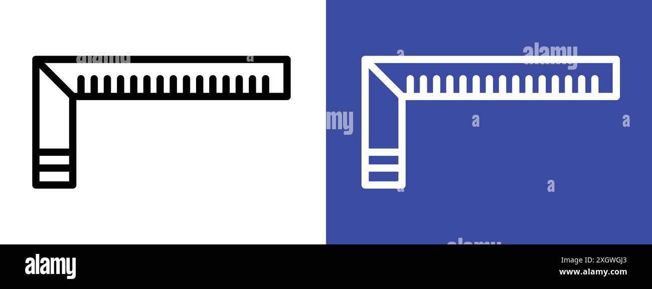 Carpenter ruler icon logo sign vector outline in black and white color ...