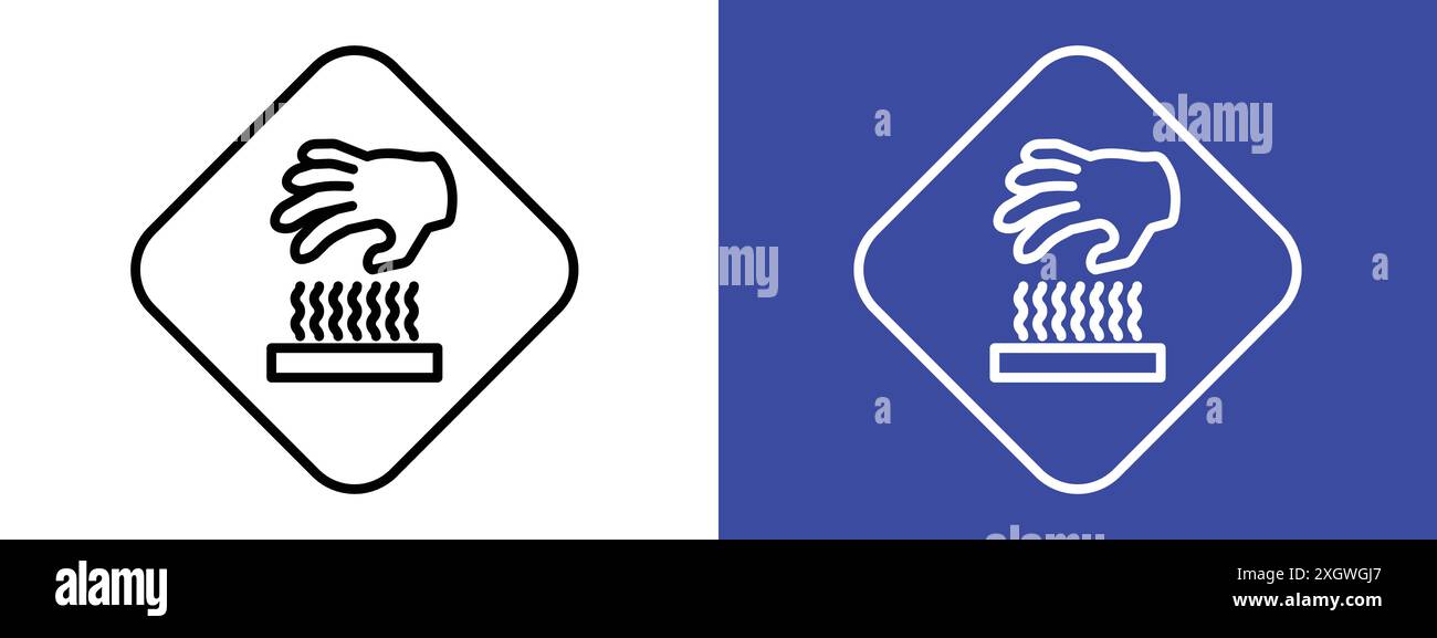 Caution hot surface sign logo sign vector outline in black and white ...