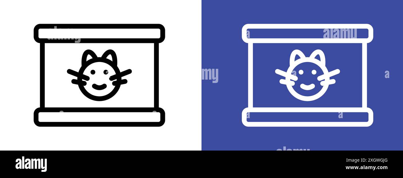 Cat food icon logo sign vector outline in black and white color Stock ...