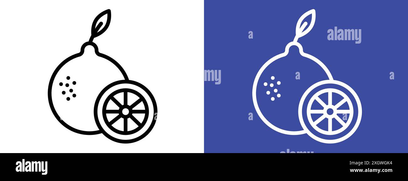 Citrus fruit icon logo sign vector outline in black and white color ...