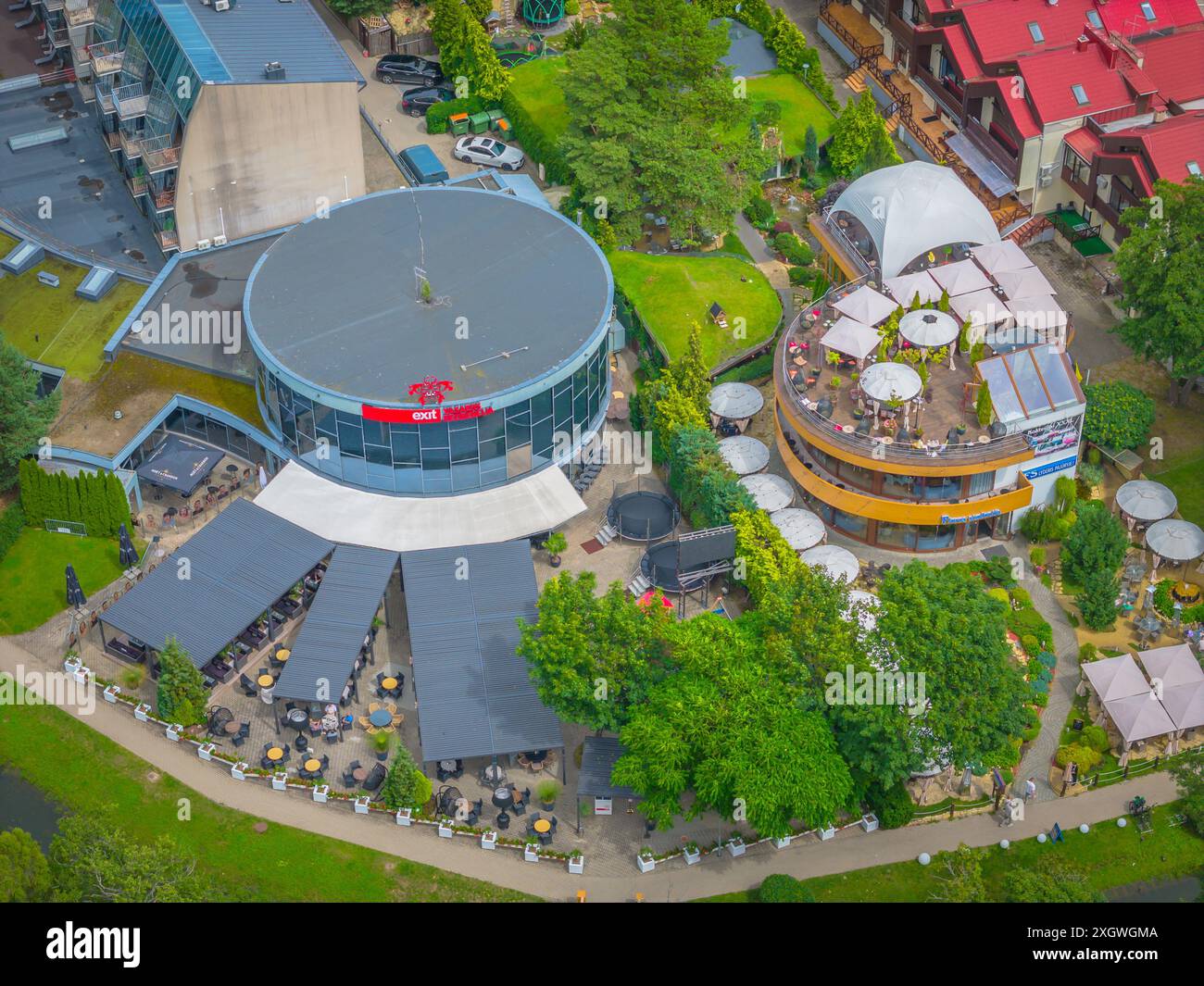 Palanga city aerial view. Central Basanavicius street and surroundings ...