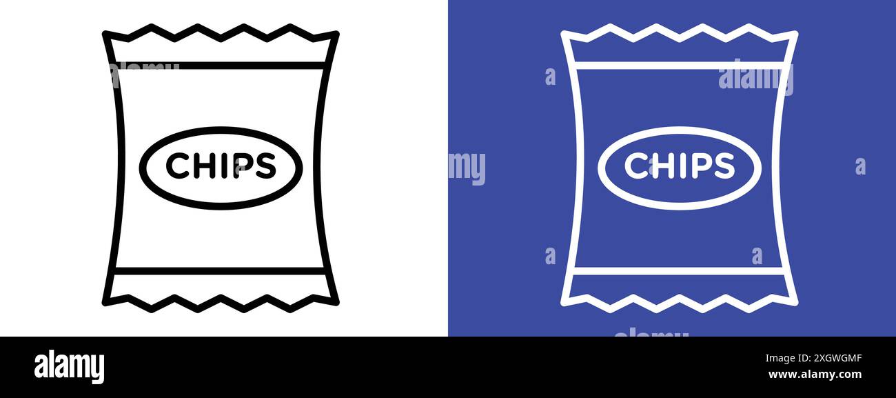 Chips Icon logo sign vector outline in black and white color Stock ...