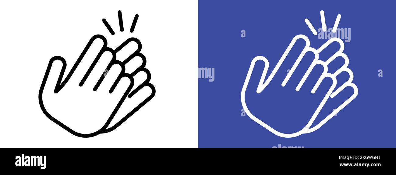 Clapping hands icon logo sign vector outline in black and white color Stock Vector Image & Art ...