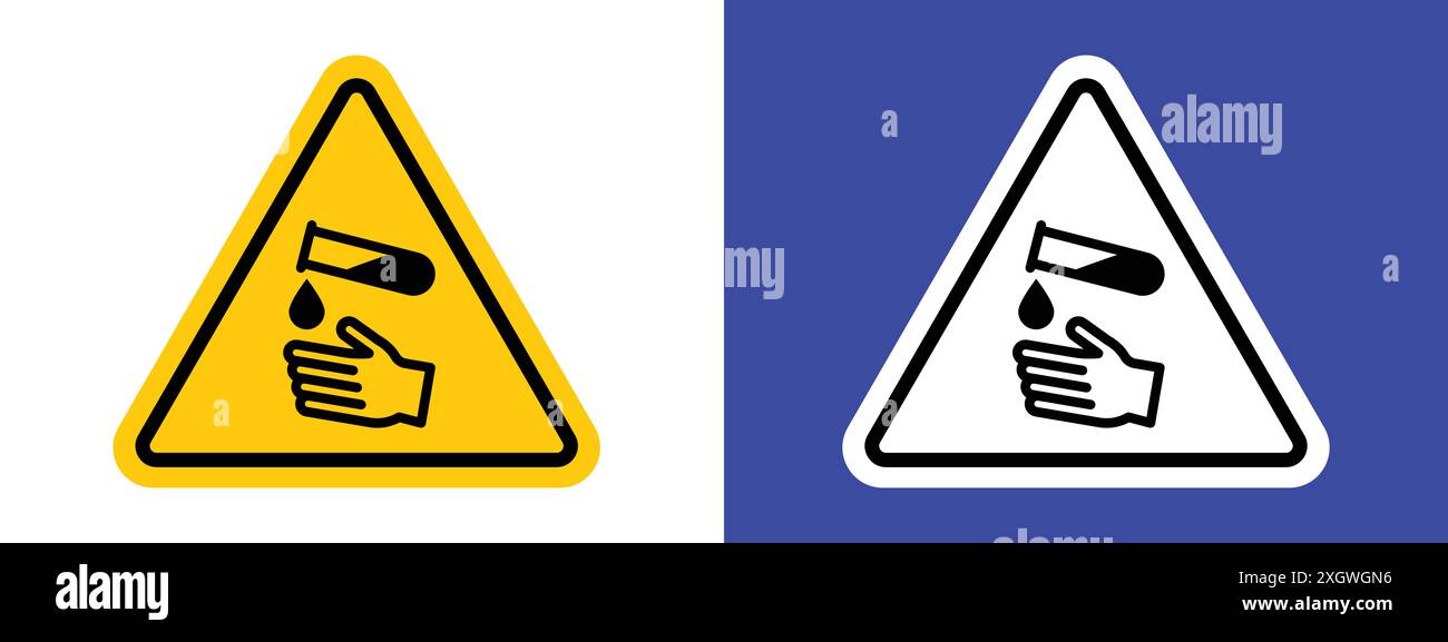 Corrosive acid safety sign logo sign vector outline in black and white ...