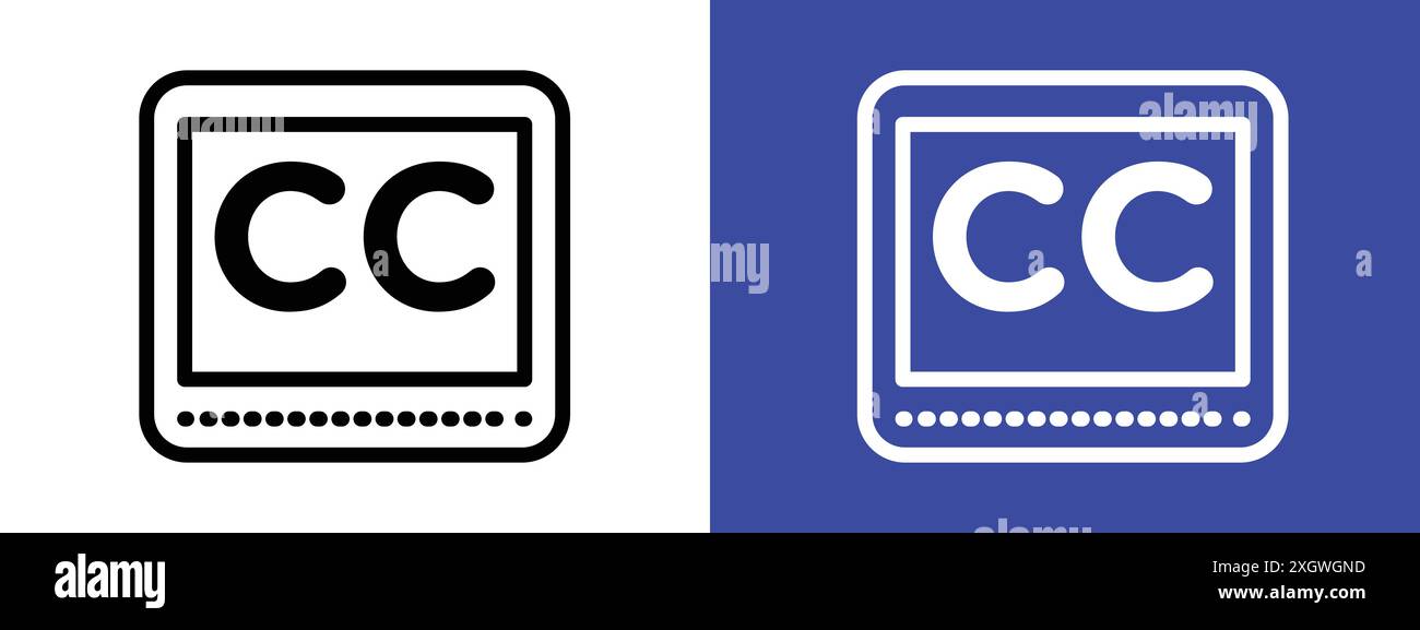 Closed caption icon logo sign vector outline in black and white color ...