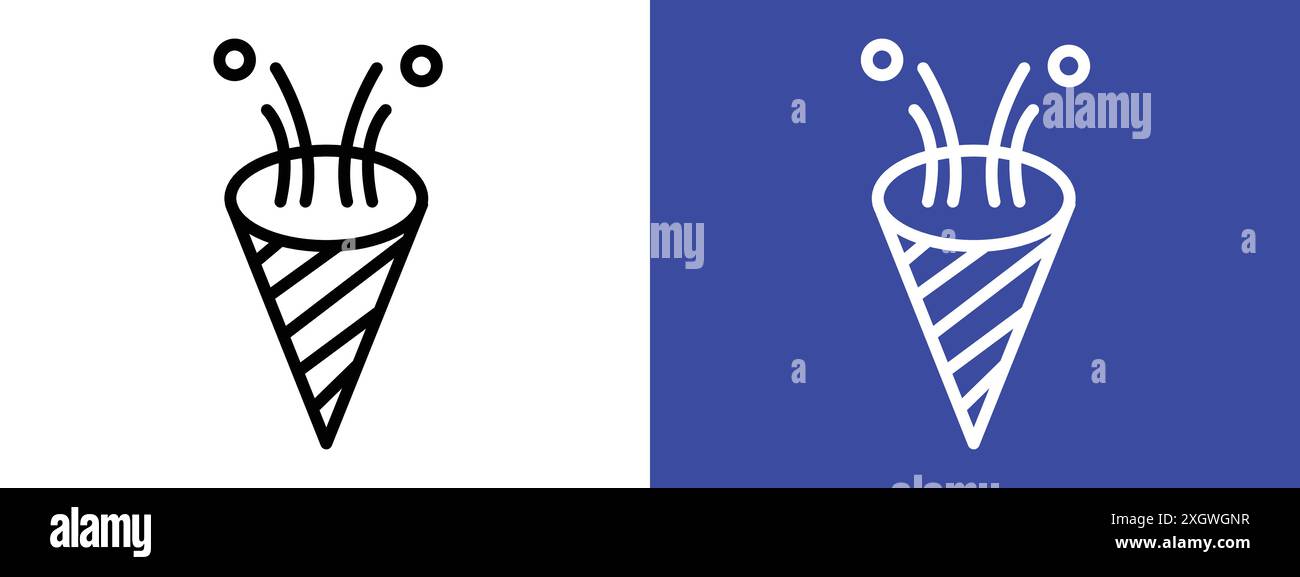 Confetti party popper icon logo sign vector outline in black and white ...