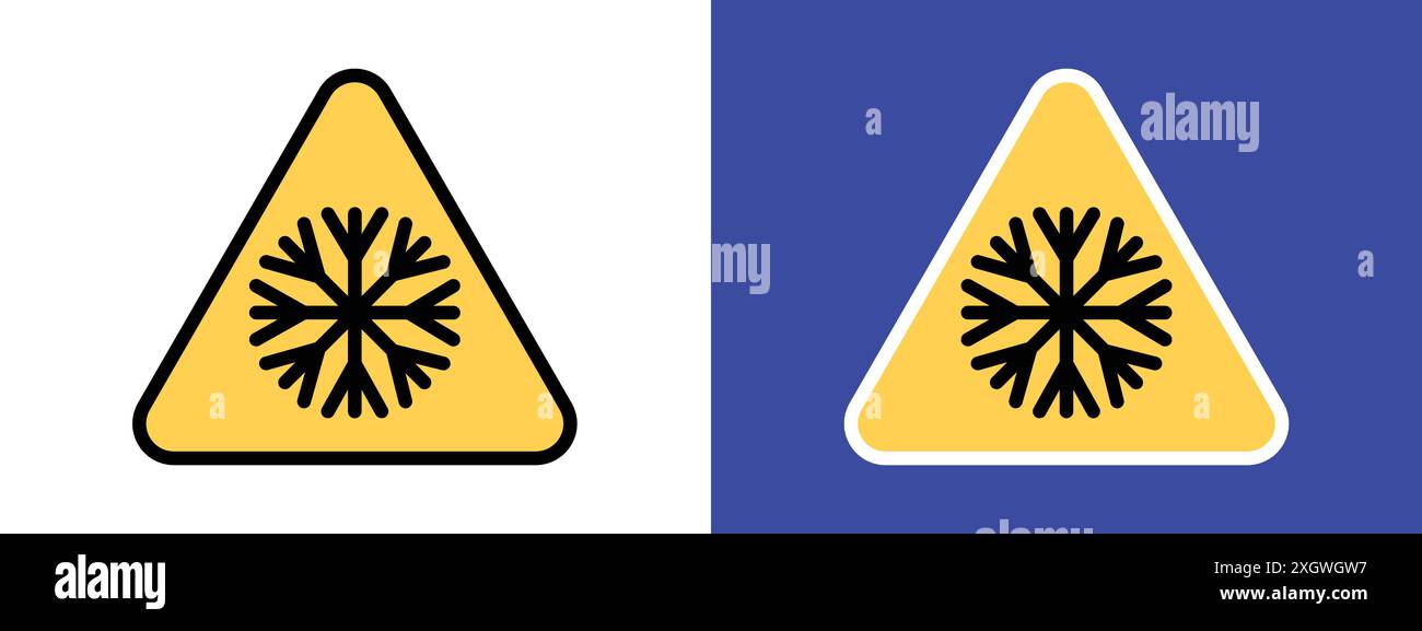 Cold warning sign logo sign vector outline in black and white color ...