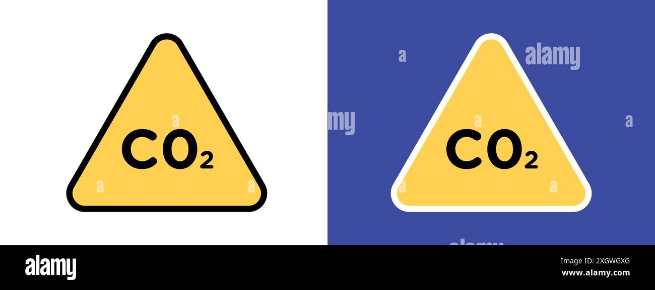 CO2 warning sign logo sign vector outline in black and white color ...