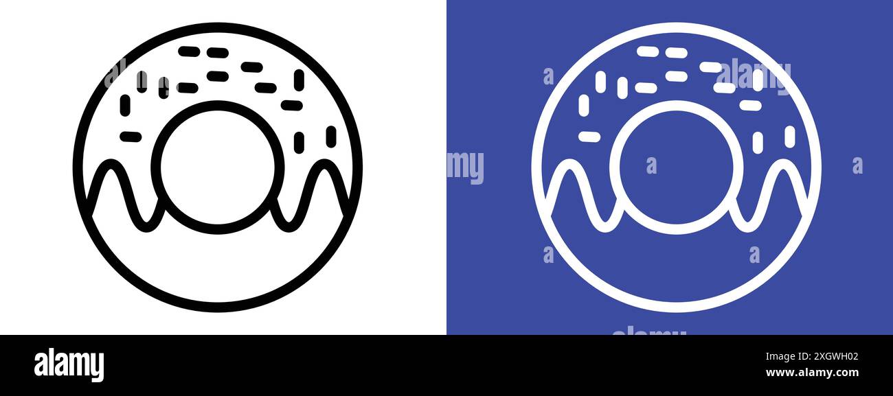 Doughnut icon logo sign vector outline in black and white color Stock ...